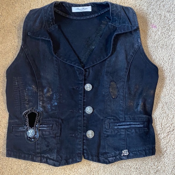 Anna Biagini | Jackets & Coats | Anna Biagini Black Denim Vest | Poshmark